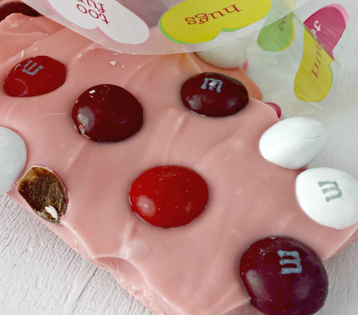 Raspberry M&M Bark Recipe - Motherhood Defined