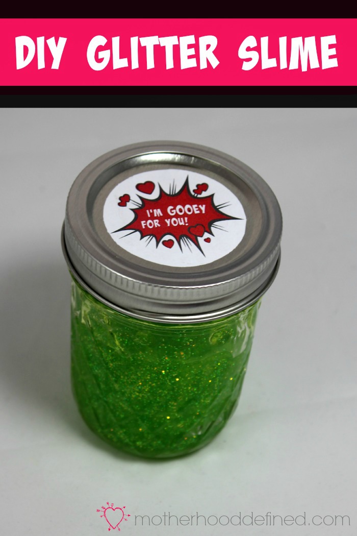 DIY Glitter Slime with Valentine's Day Printable - Motherhood Defined
